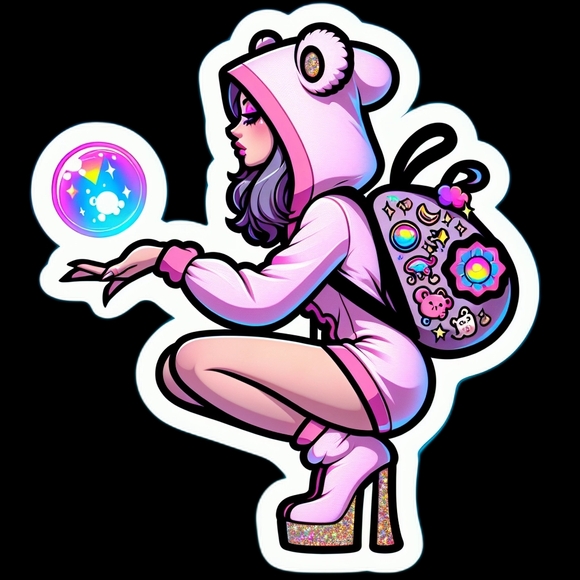 Handmade | Art | 6 Pretty Neon Puffer Stickers | Poshmark